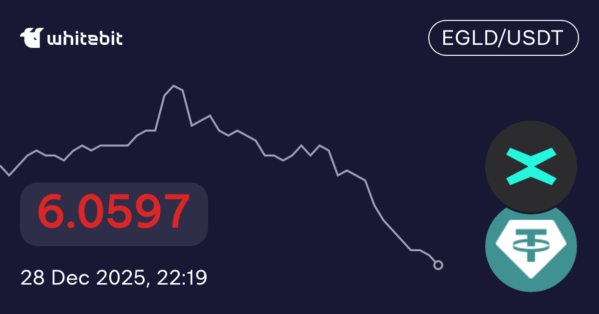 15.0478 EGLD-USDT | Trade MultiversX to Tether US | WhiteBIT