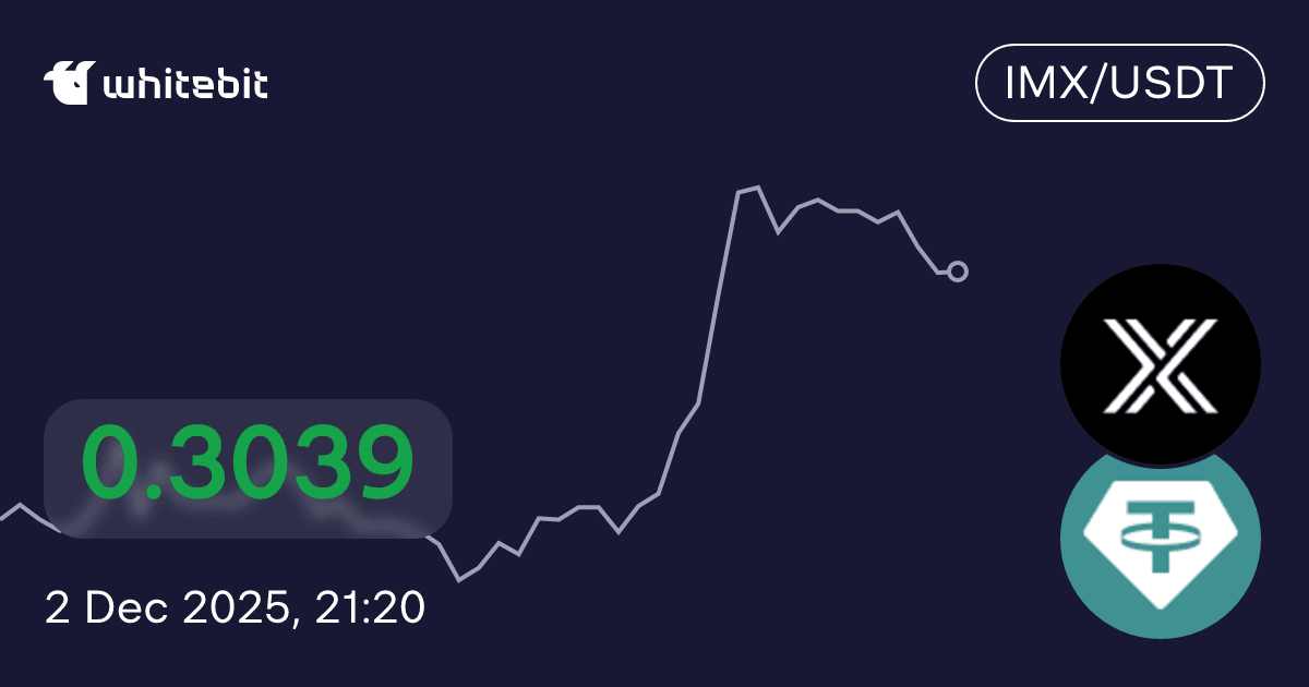 0.7197 IMX-USDT | Торгівля Immutable X до Tether US | WhiteBIT