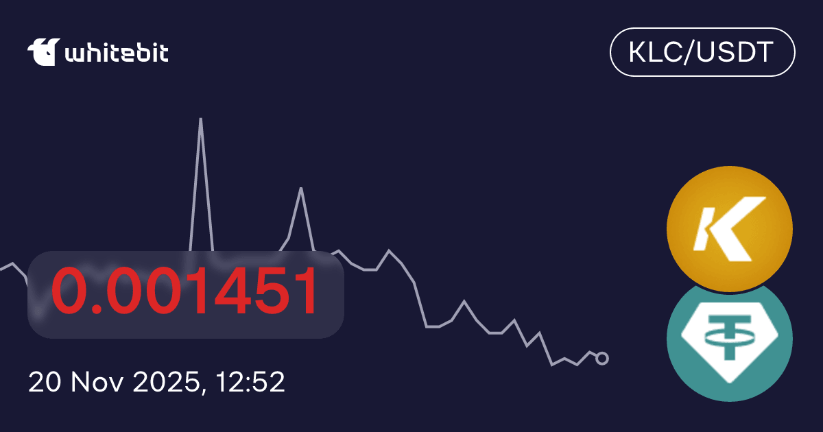 0.00126 KLC-USDT | Trade KALYCHAIN to Tether US | WhiteBIT