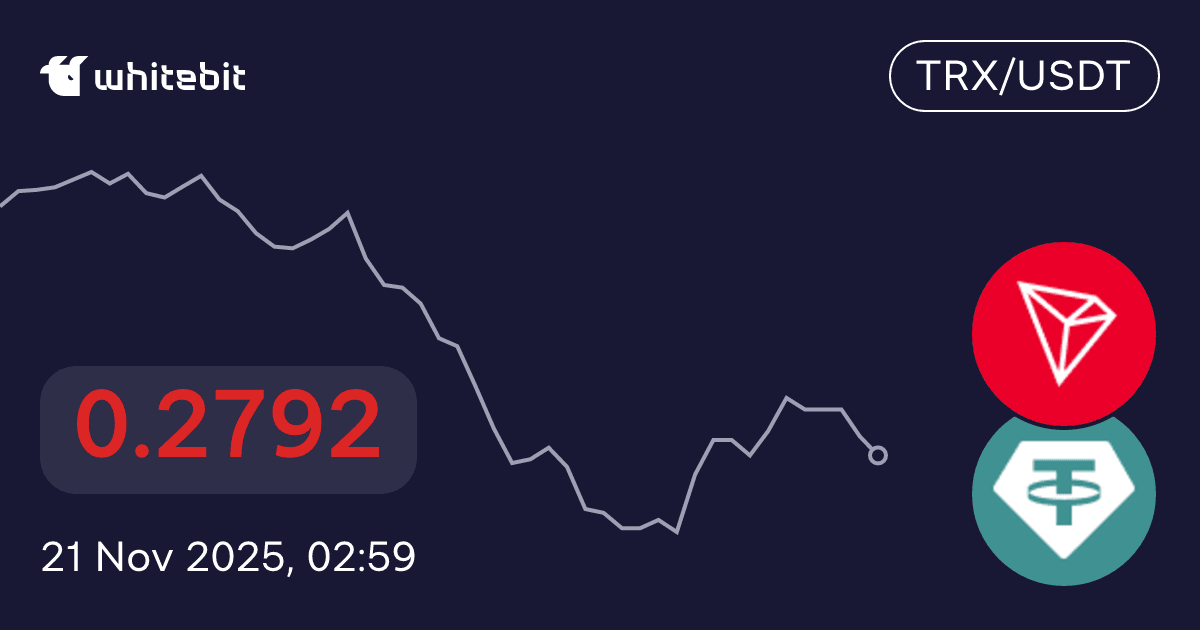 0.212989 TRX-USDT | Торговля Tron к Tether US | WhiteBIT